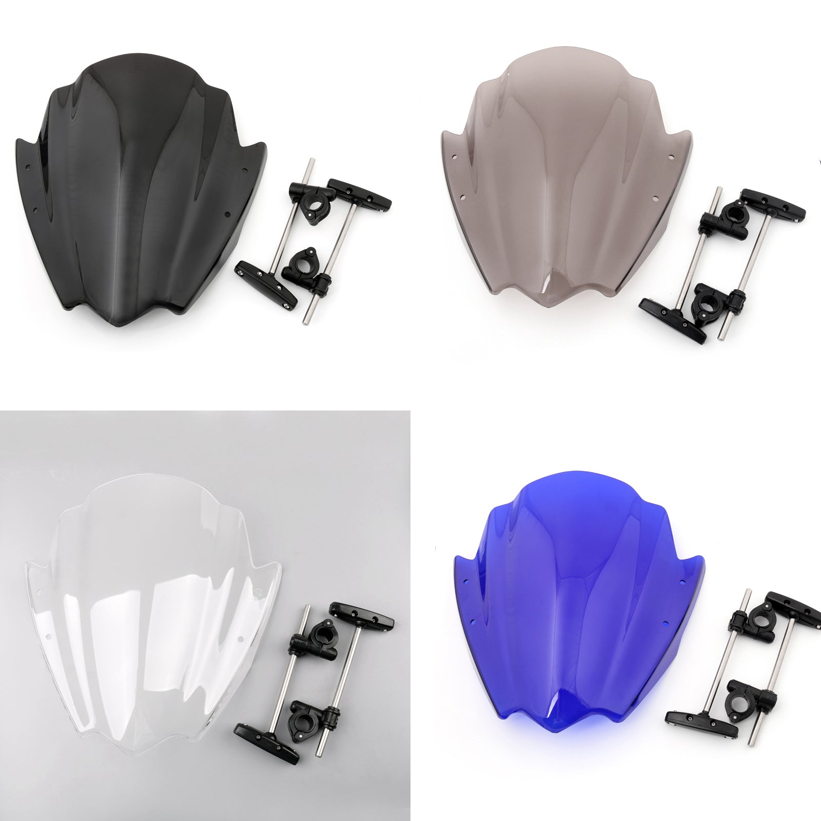 Universal Motorcycle Windshield Windscreen 7/8 & 1 Handlebar Mount For ...